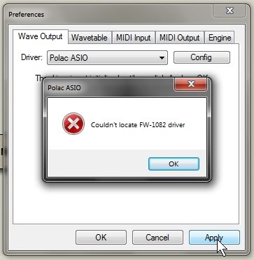Polac ASIO error Couldn’t locate FW-1082 driver - Techyv.com